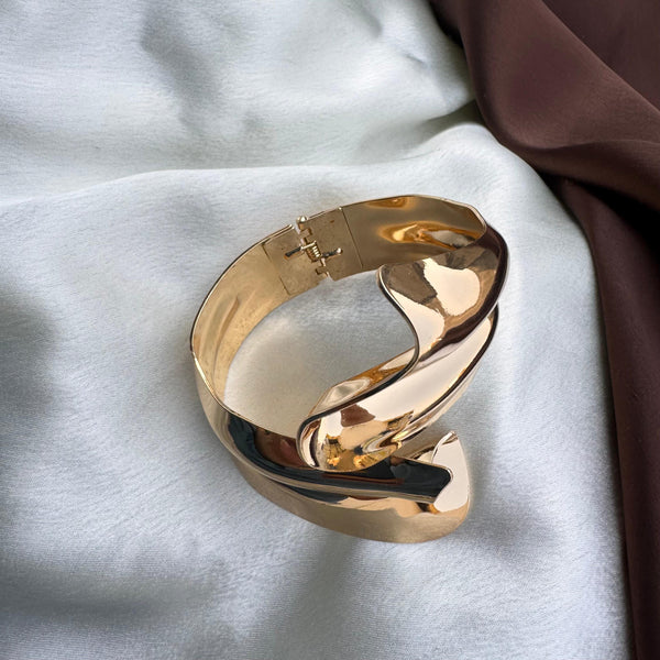 TFC Overlap Gold Plated Bracelet Bangle (size-6.3)