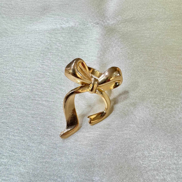 TFC Wavey Bow Gold Plated Adjustable Ring